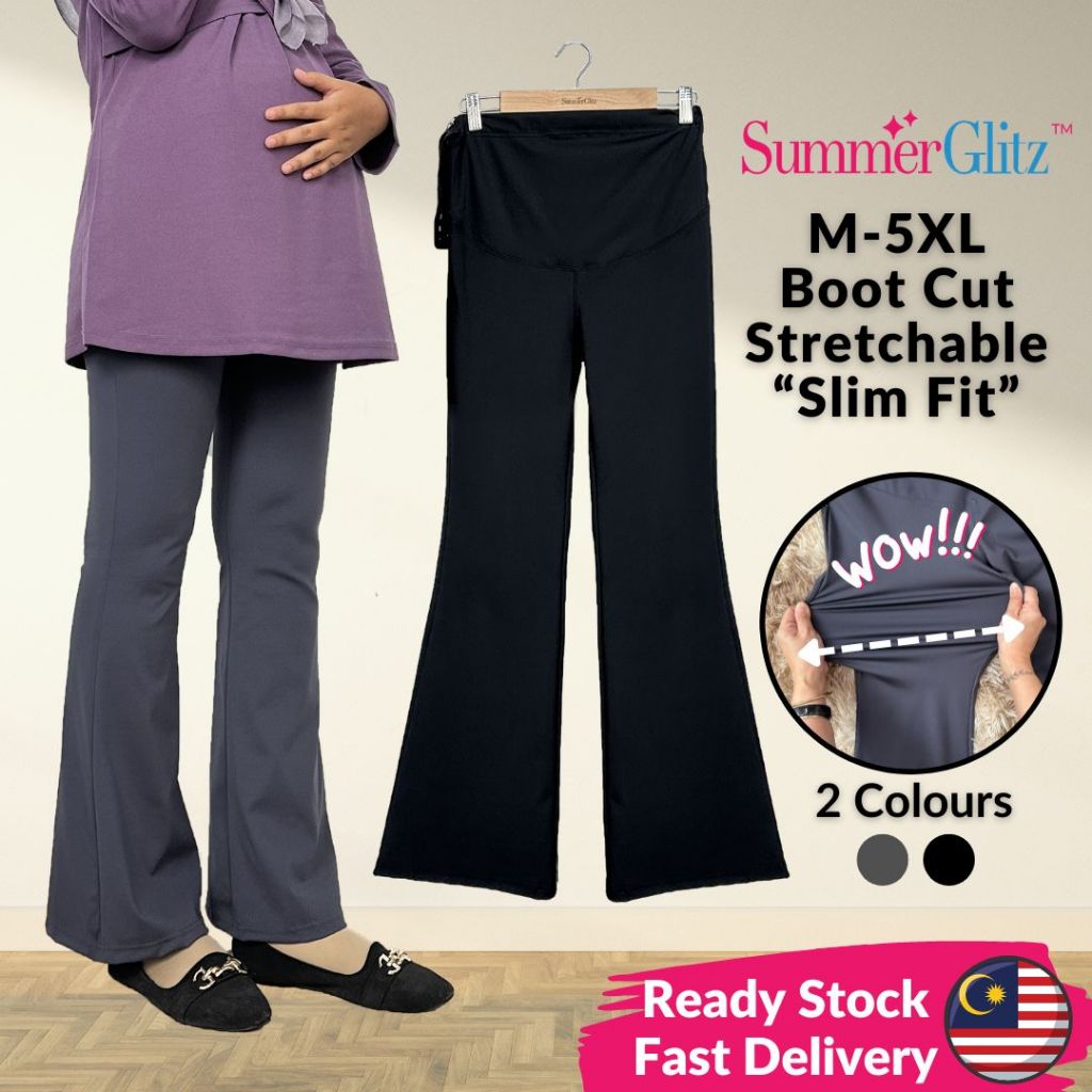 SummerGlitz Maternity Pants Super Stretch Bootcut Yoga Pants Seluar ...