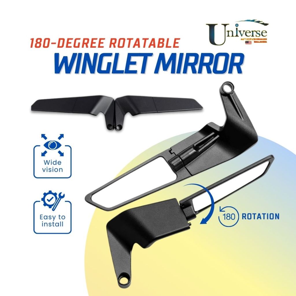 Universal Adjustable Winglet Wing Rotating Side Mirror Yamaha Honda ...