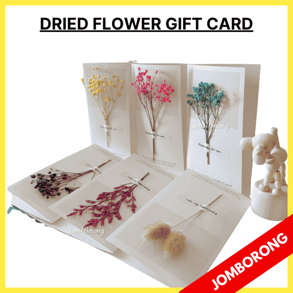 (32PCS) DRIED FLOWER CARD Love Kad Hati Kad Ucapan Gift Greeting Best ...