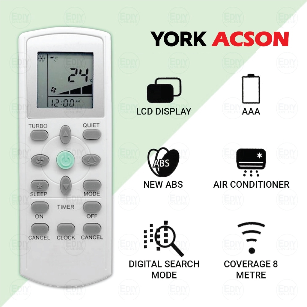 [𝐅𝐑𝐄𝐄 𝟐𝐱 𝐁𝐀𝐓𝐓𝐄𝐑𝐘] Aircond Remote Control Air Cond Conditioner DGS01 ECGS01-i yk3 yk-2019 YORK ...