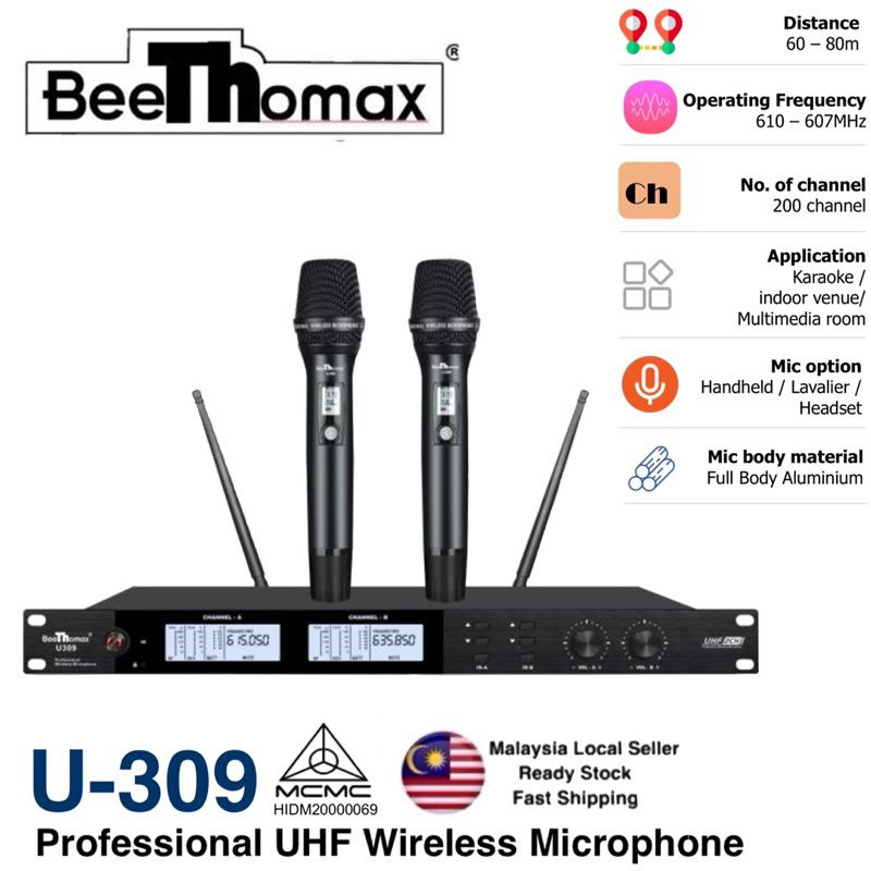 Beethomax U-309 UHF Professional Wireless Microphone | Shopee Malaysia