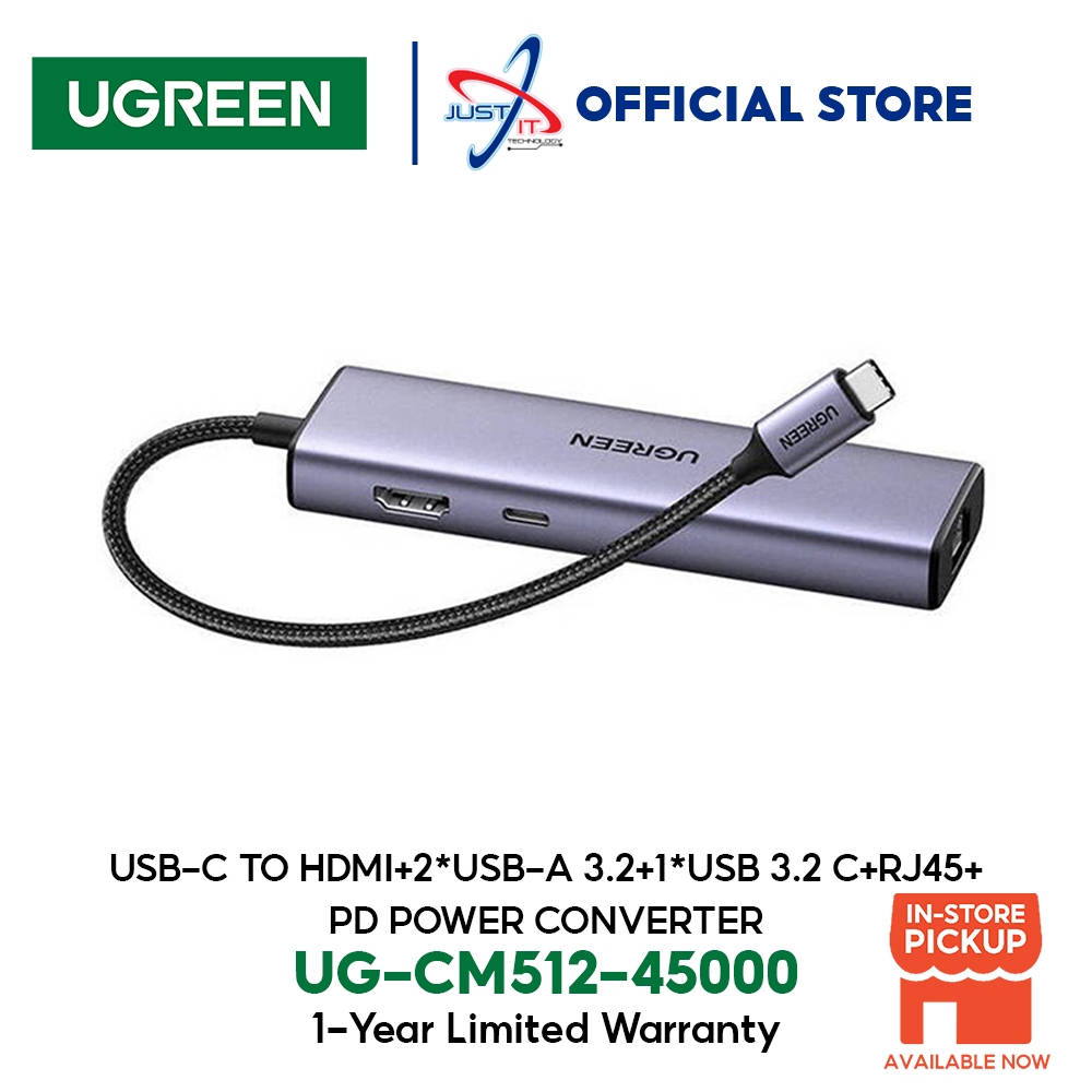 UGREEN USB-C 3.2 To HDMI 2 USB-A + 1 USB-C (100W) UG-CM512-45000 ...