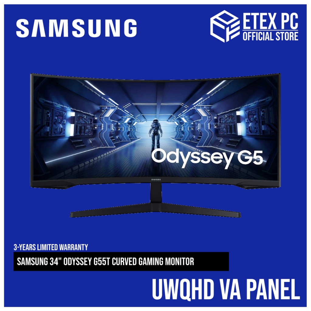 SAMSUNG 34" Odyssey G55T Curved Gaming Monitor - Ultra WQHD / VA Panel ...