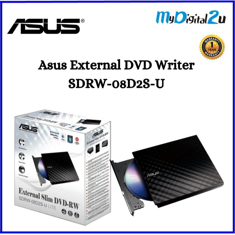 Asus SDRW-08D2S-U LITE - portable 8X Slim External Drive - Black ...
