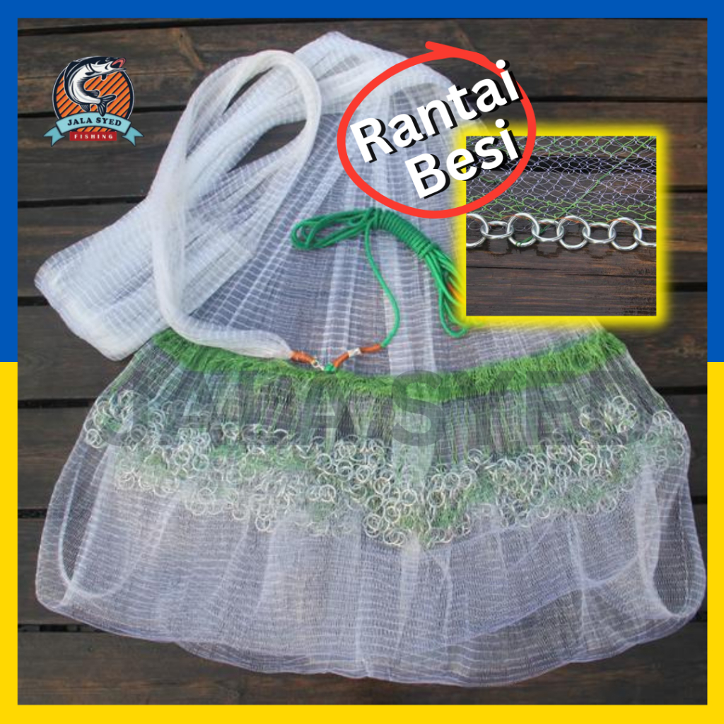 1/2, 2 jari saiz mata JALA RANTAI BESI IKAN, UDANG PANJANG 3.5M【READY ...