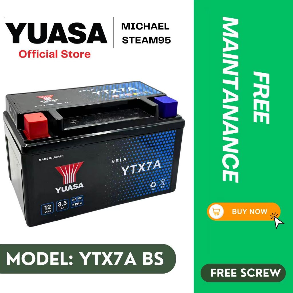 YTX7A YUASA BATTERY SYM VF3i 185 MOTORCYCLE KARISMA COMEL JET POWER ...