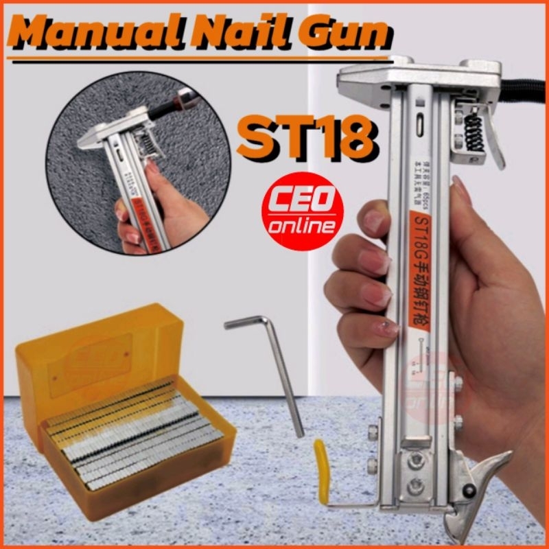 CEO 🇲🇾 ST18 Manual Nail Gun Cement Concrete Furniture Floor Sofa ...