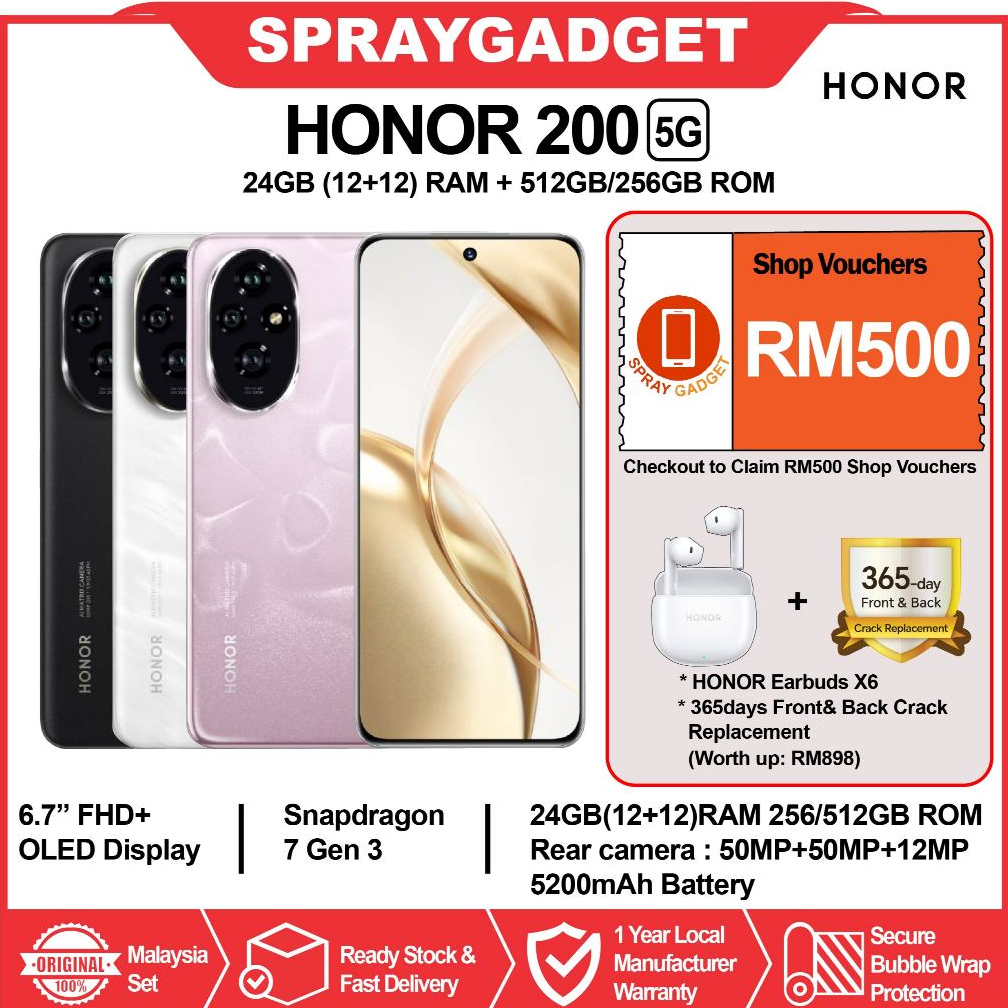 [PROMO] HONOR 200 5G -24GB*(12+12)RAM l 256GB/512GB ROM 🎁HONOR Malaysia ...