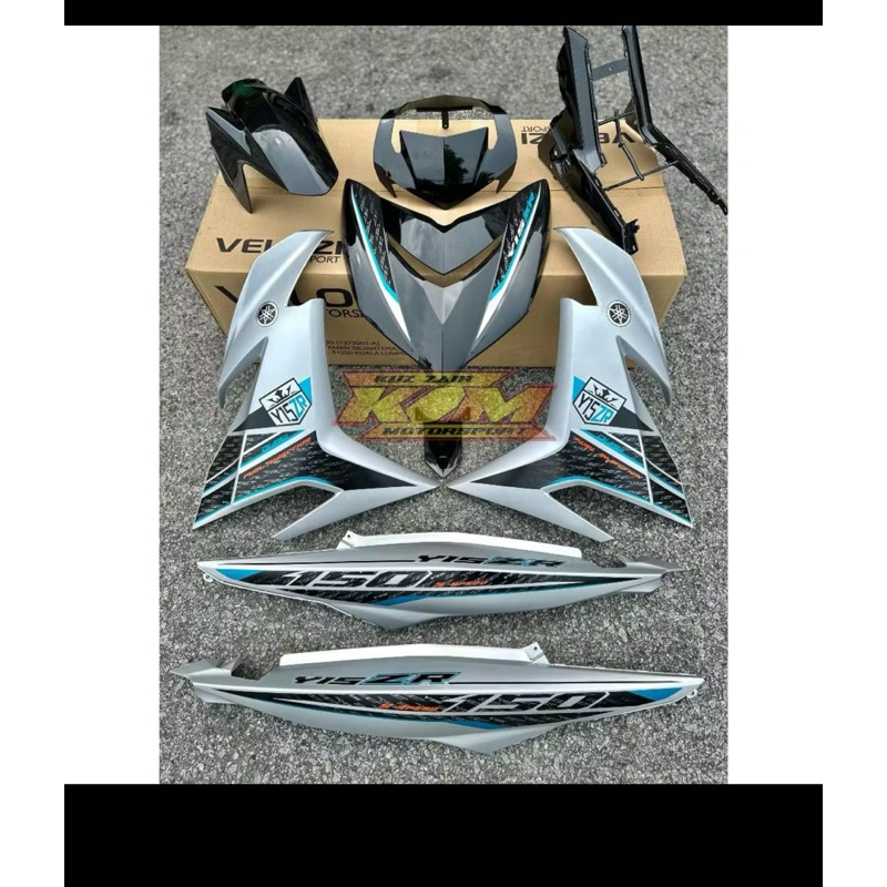 Yamaha Y15 Y15zr V1 V2 velozi 2017 cyan black Silver robot cover set ...