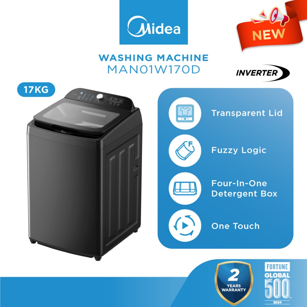 Midea MAN01W170D 17KG Top Load Fully Auto Inverter Washing Machine ...