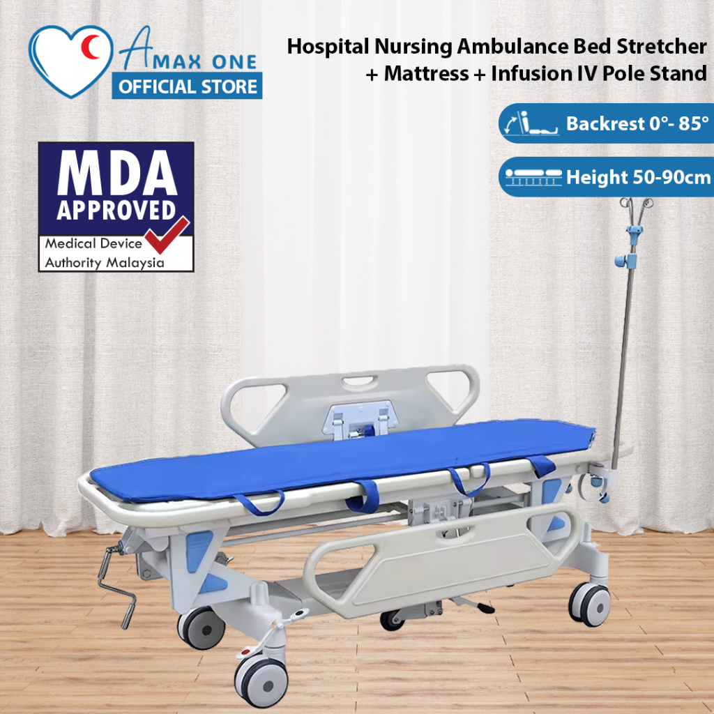[Same Day Delivery] Hospital Nursing Ambulance Bed Stretcher + Mattress ...