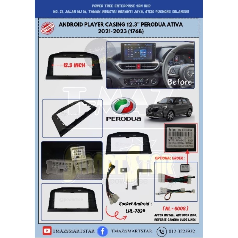 Android Player Casing 12.3 Inch Perodua Ativa 2021-2023 (176B) | Shopee ...