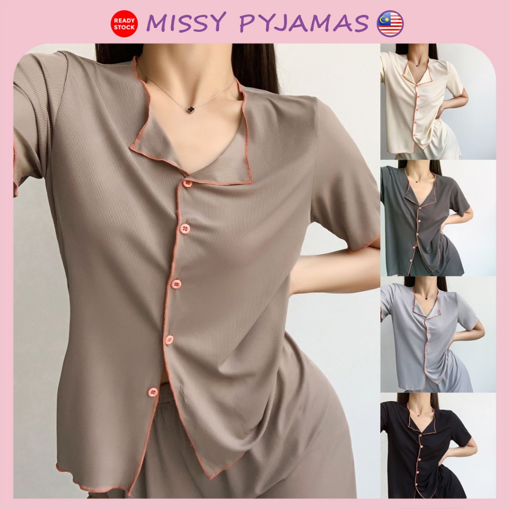 Missy Pyjamas Pyjamas Women Short Sleeve Satin Short Pants Woman Sleepwear Pajamas Baju Tidur ...