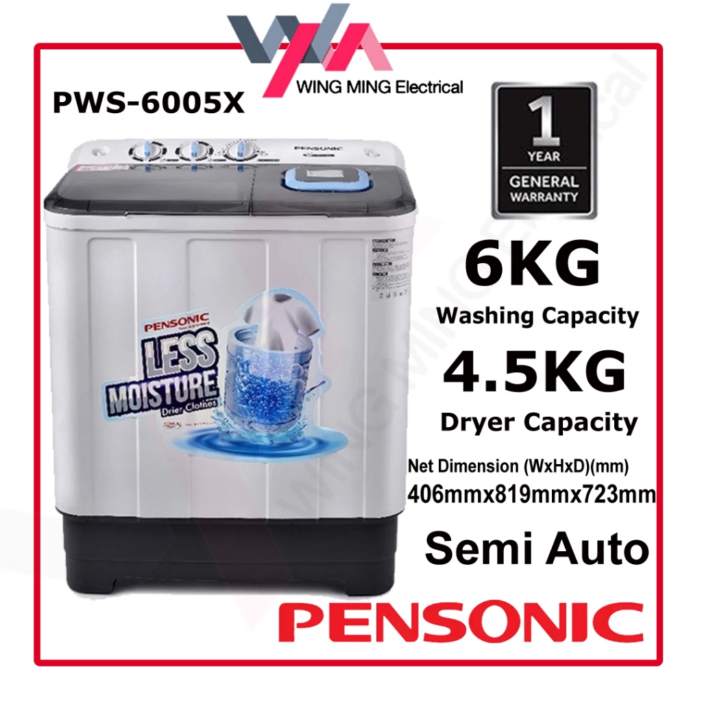 Pensonic 10KG Washing Machine Semi Auto Top Load Washer/Mesin Basuh ...