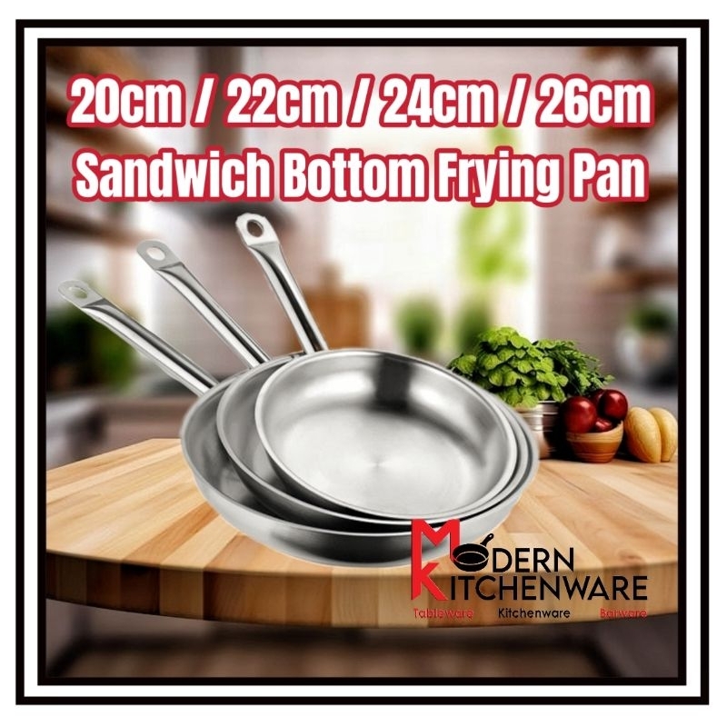 【ModernKitchenware】Qware 3-Ply Stainless Steel Sandwich Bottom Frying ...
