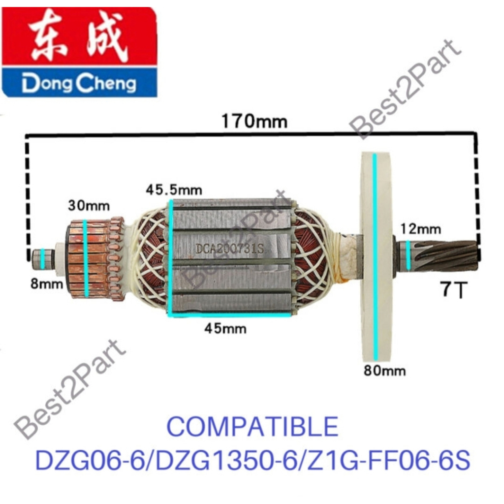 DONGCHENG DZG06-6 / DZG 1350-6 / Z1G-FF06-6S ARMATURE ASSY (ORIGINAL ...