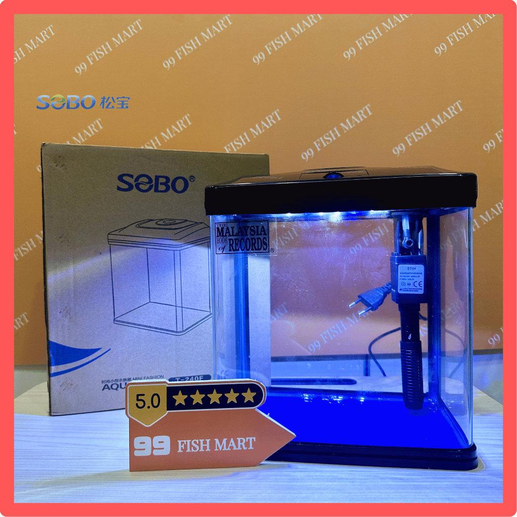 SOBO MINI AQUARIUM SET T-240F / T290-F FILTER LED LIGHT LAMP WITH WATER ...