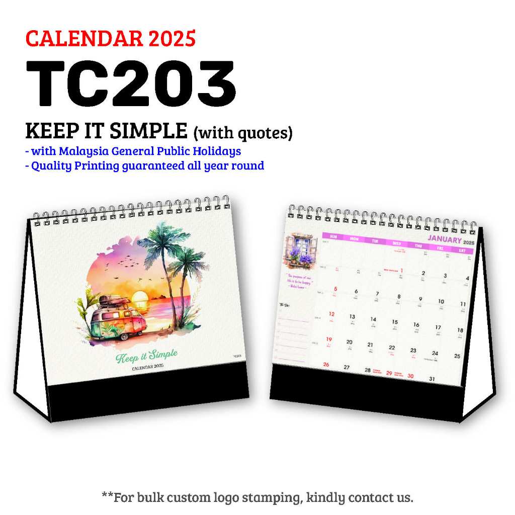 [TC203] Table Calendar 2025 | Desktop Calendar 2025 | Minimalist ...