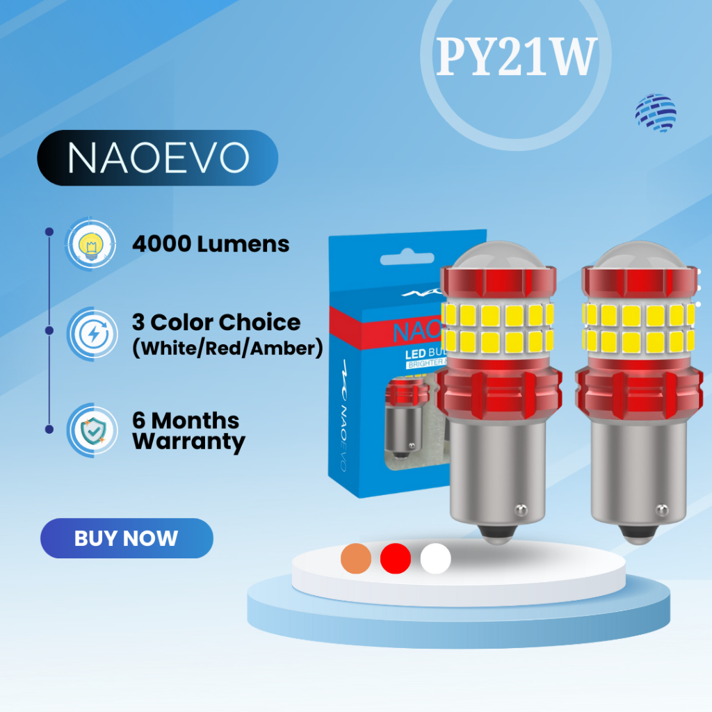 NAOEVO 1141 PY21W Universal LED Bulb Halogen For Car Interior Exterior ...