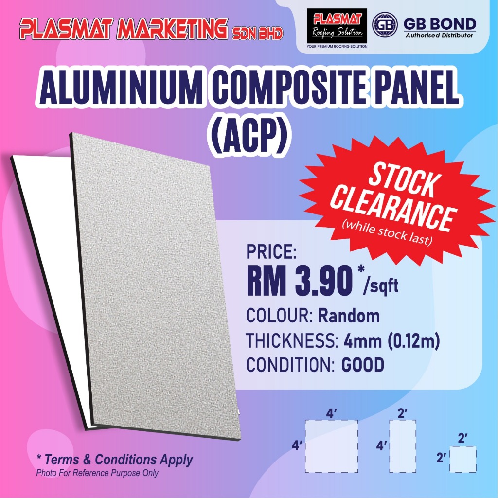 ALUMINIUM COMPOSITE PANEL (ACP) 4MM. STOCK CLEARANCE - GOOD CONDITION ...