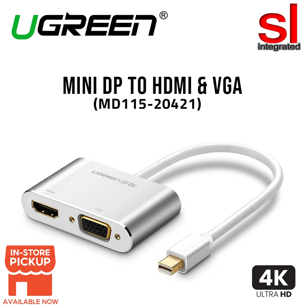 UGREEN MD115 MINI DP TO HDMI + VGA CONVERTER (MD115-20421) | Shopee ...