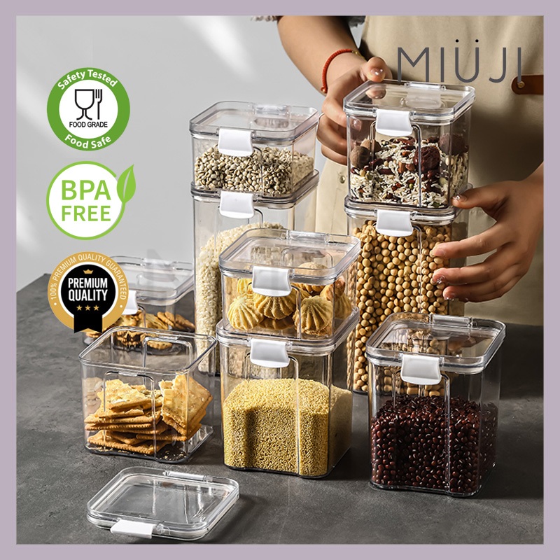 MIUJI Airtight Food Storage Container Stackable Plastic Kitchen Bekas ...