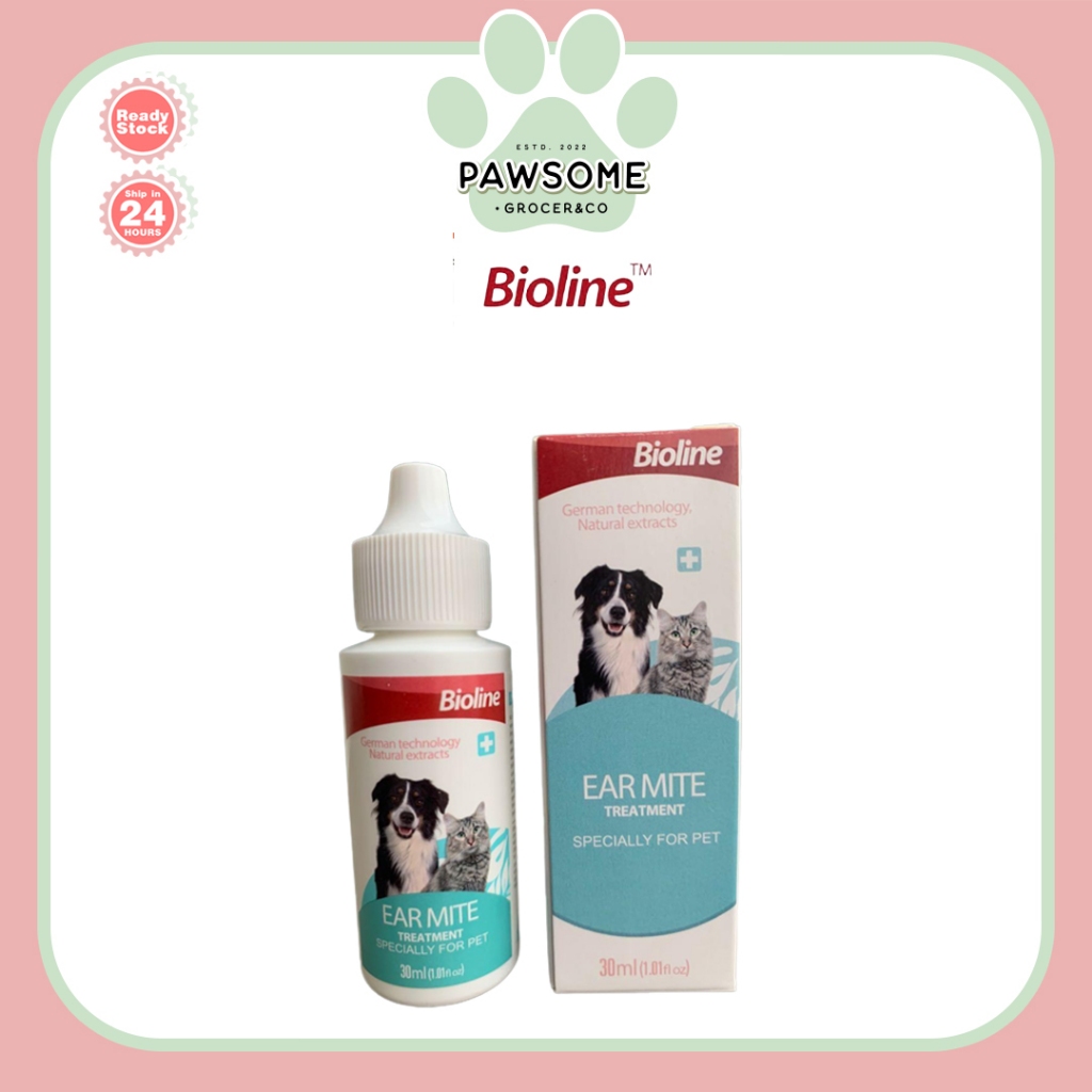 BIOLINE Ear Mite Treatment 宠物耳螨油 ( 犬猫通用 ) For Cats & Dogs 30ml | Shopee ...