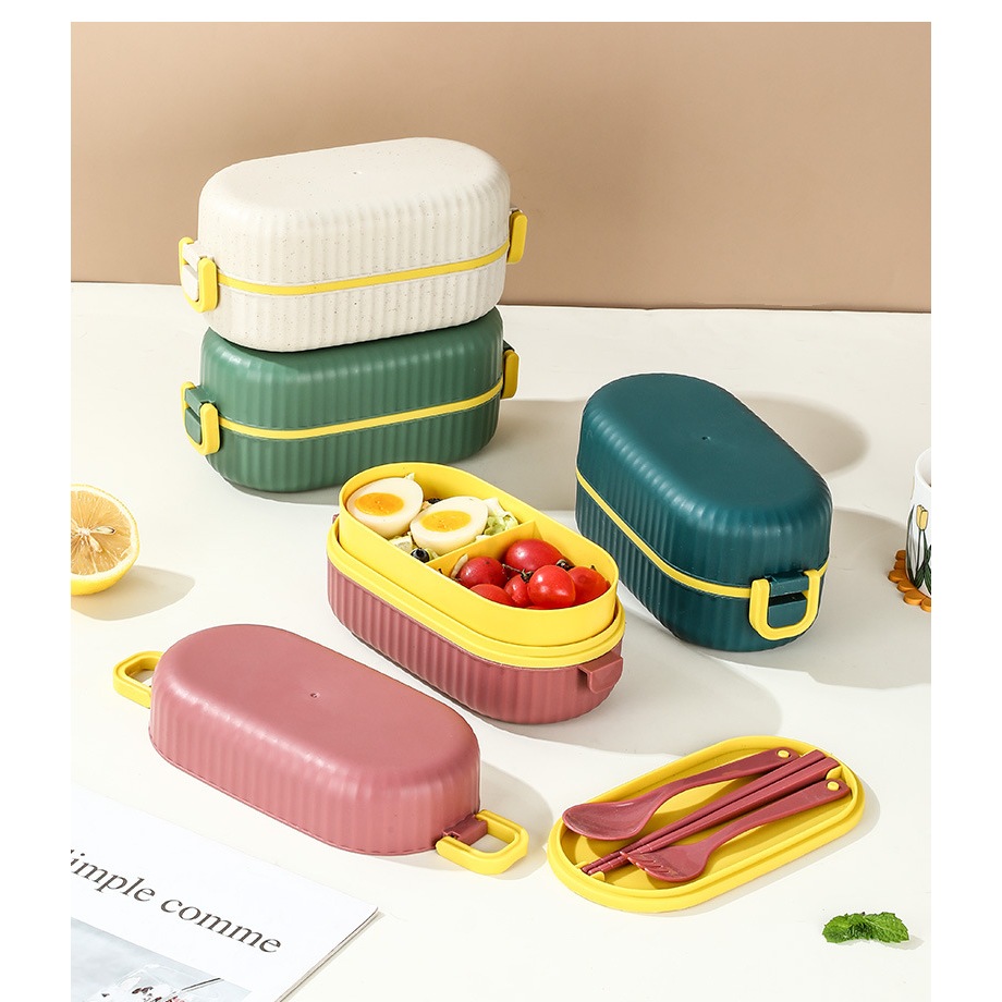 900ml Bento Box Double Layer Large Capacity Food Grade Plastic ...