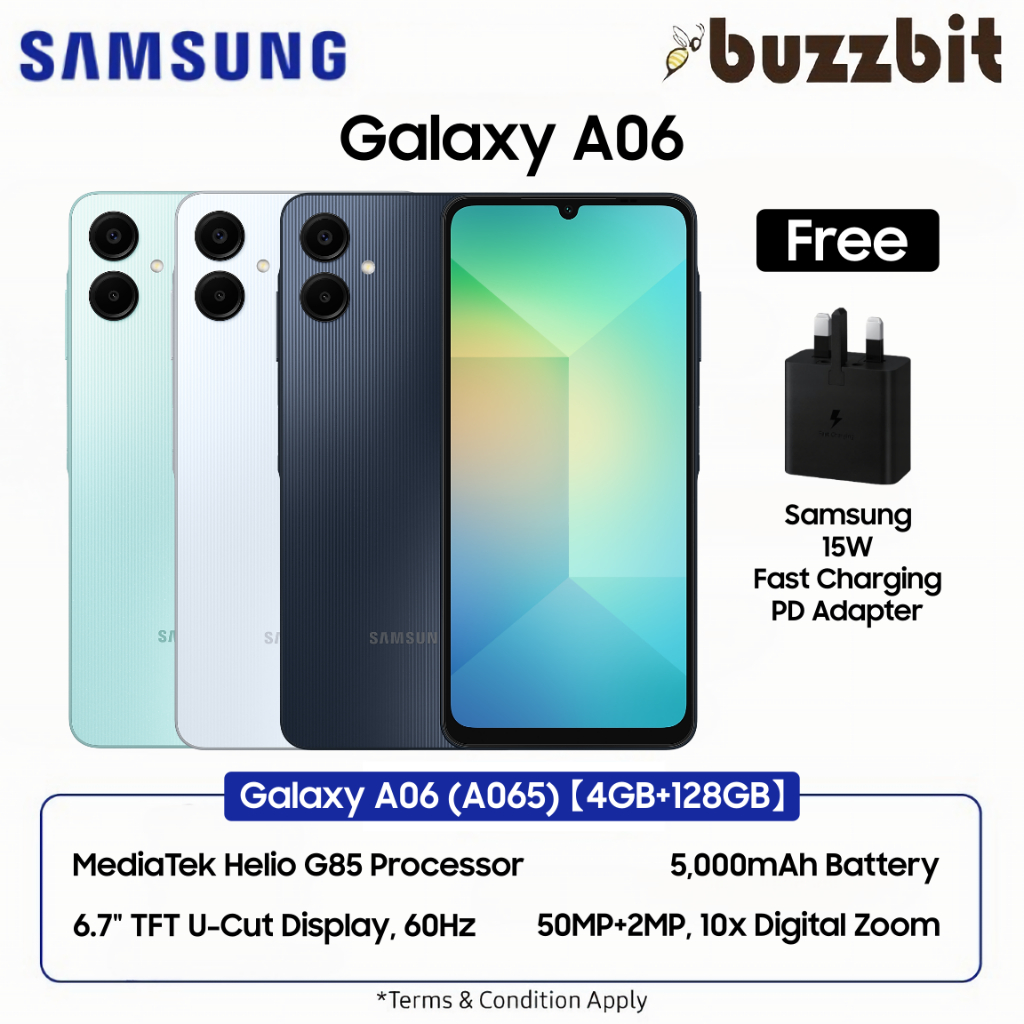 Samsung Galaxy A06 (A065) 4GB+128GB With 15W Adapter | 1 Year Samsung ...