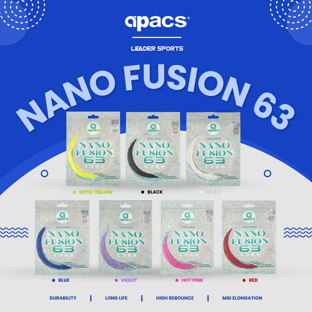 (MADE IN TAIWAN) APACS BADMINTON RACKET STRING NANO FUSION 63 | Shopee ...