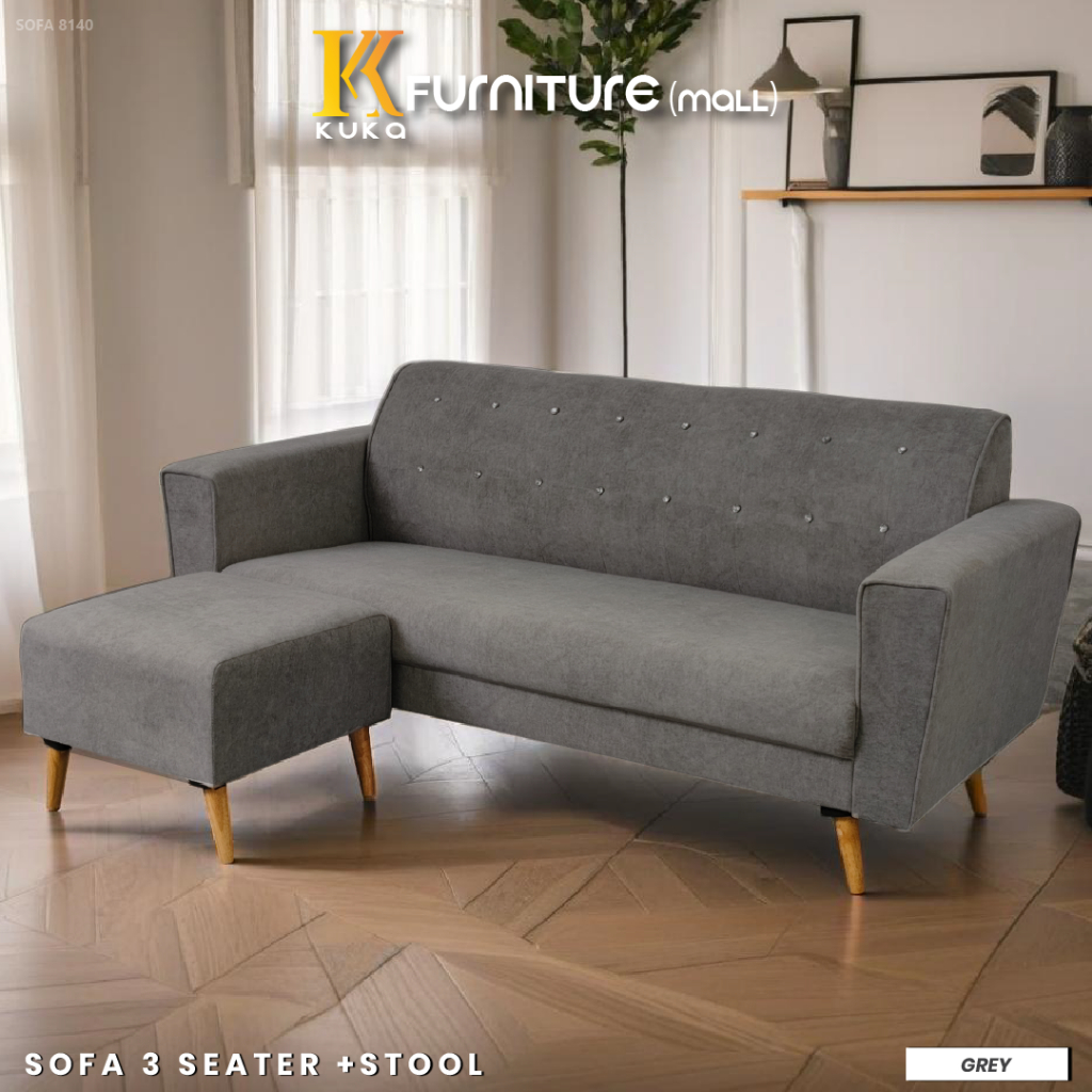 [NEW STOCK] L Shape Sofa + 3 Seater Sofa + Stool | Fabric Sofa ...