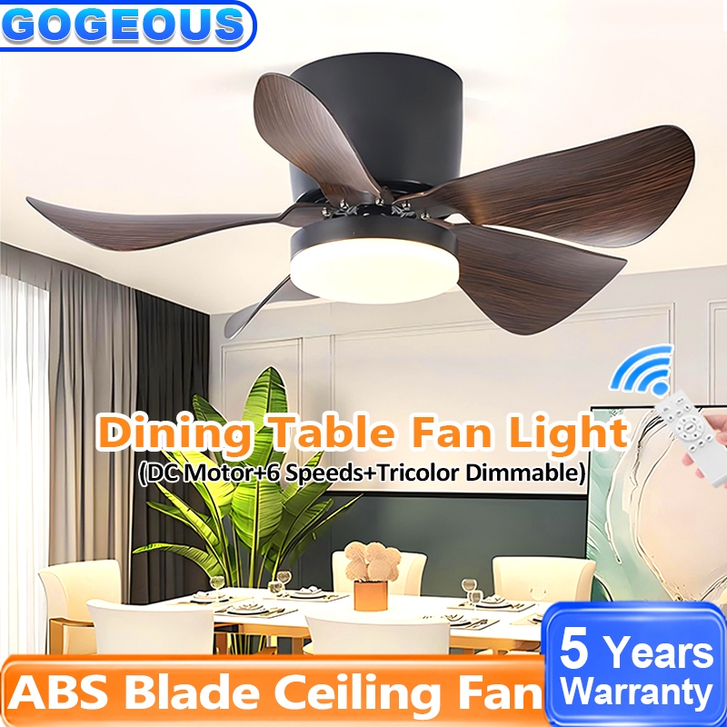 26" Dining Table Small Ceiling Fan Light Nordic Baby Fan Ceiling Mute ...