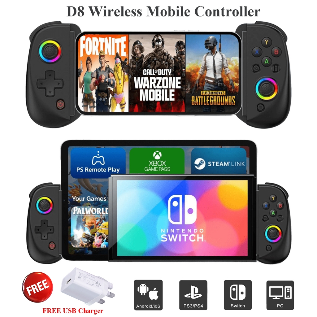 BSP D8 Mobile Gaming Controller for iPhone Android iPad Tablet with RGB ...