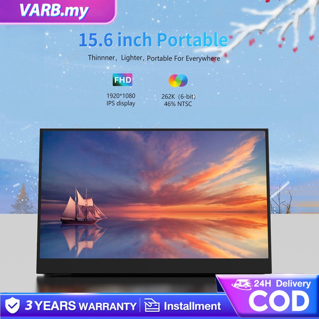 Portable Monitor 15.6"inch Ultra Slim Portable 1080p LED Monitor FHD ...