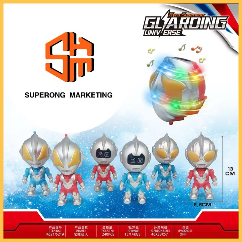 Gasing LED Berlampu & Muzik Pusingan Kartun Anime Mainan Gyro Bercahaya ...