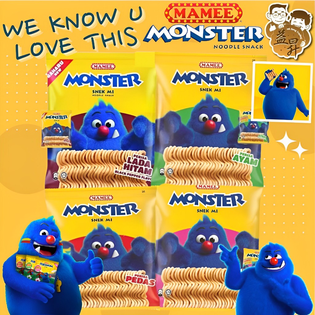10 packs x 25gm [Self-Packaging] - Mamee Monster Snek Mi Noodle Snack ...