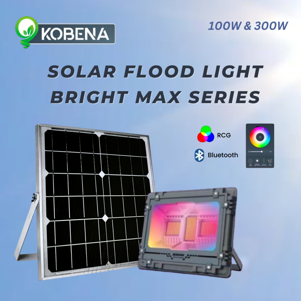 Kobena 100W 300W Solar Flood Light Bright Max Series Intelligent Light ...