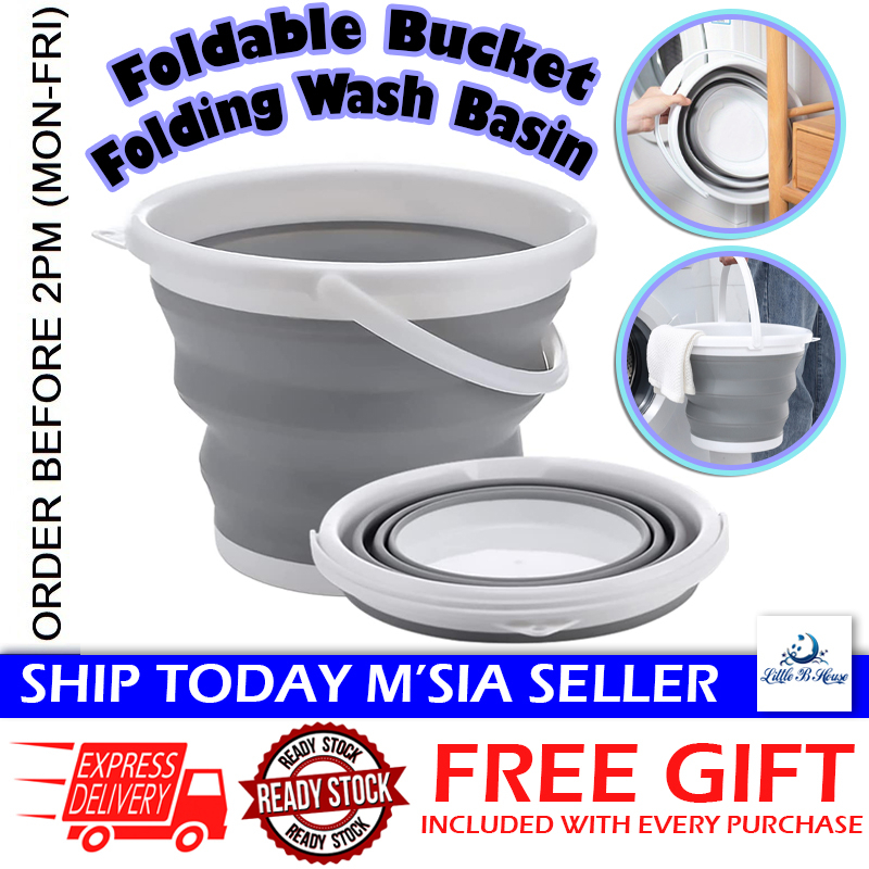 [Little B House] 3L/5L/10L Silicone Bucket Folding Bucket Water Bucket ...