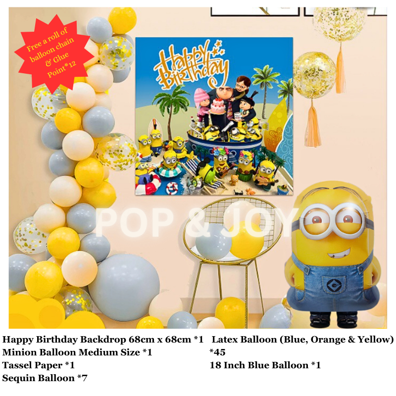 Minions Despicable Me Balloon Set Kids Birthday Party Decoration Belon ...