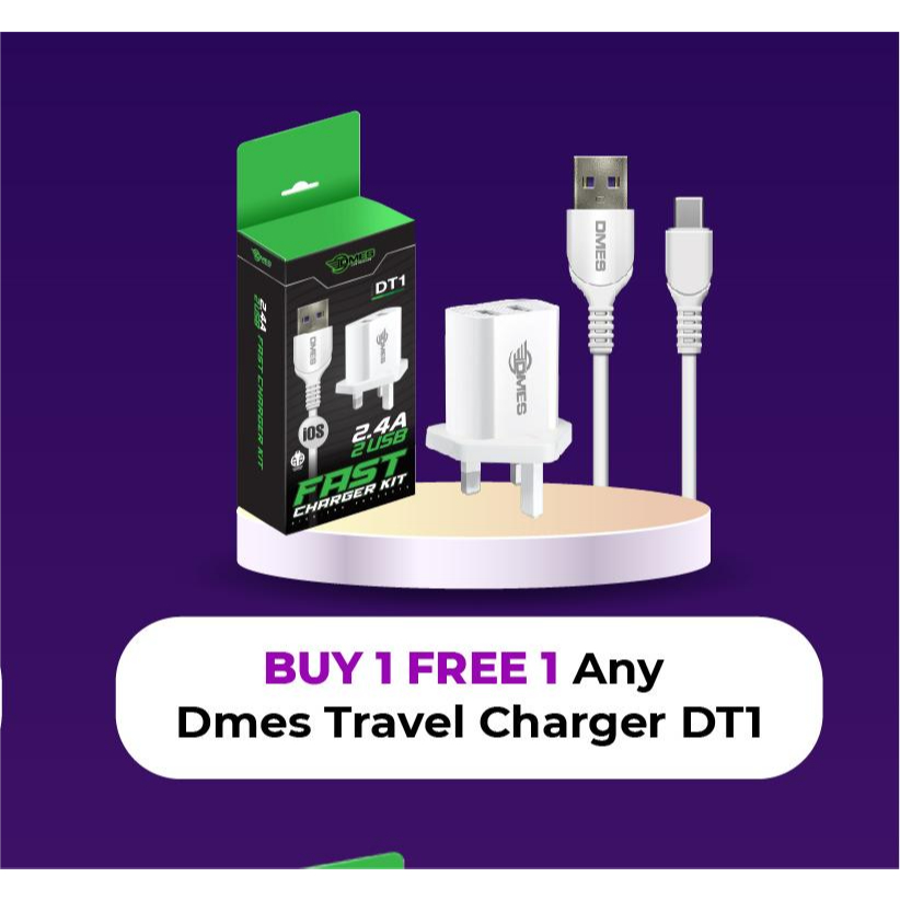 🔥BUY 1 FREE 1🔥 DMES DT1 2.4A Dual USB Charger UK Plug Wall Charger -1 ...