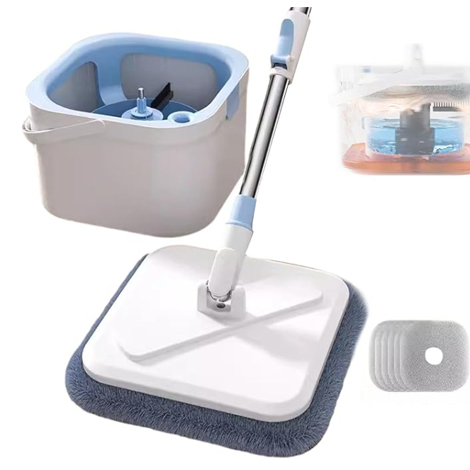 Spin Mop & Bucket Set with Squeezer - Separates Dirty Water and Clean ...