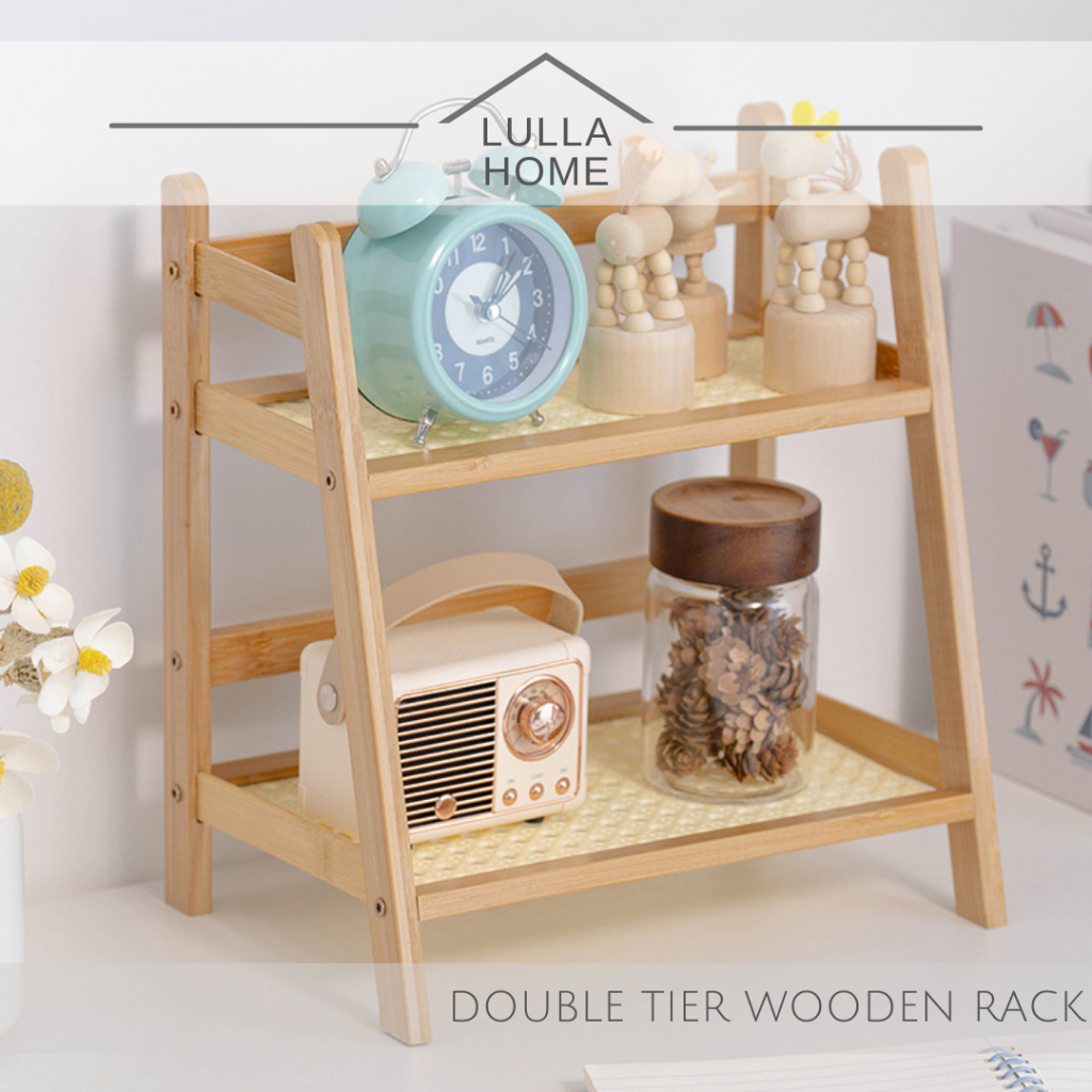 LullaHome New Minimalist Simple Aesthetic Wooden Mesh Double Tier ...