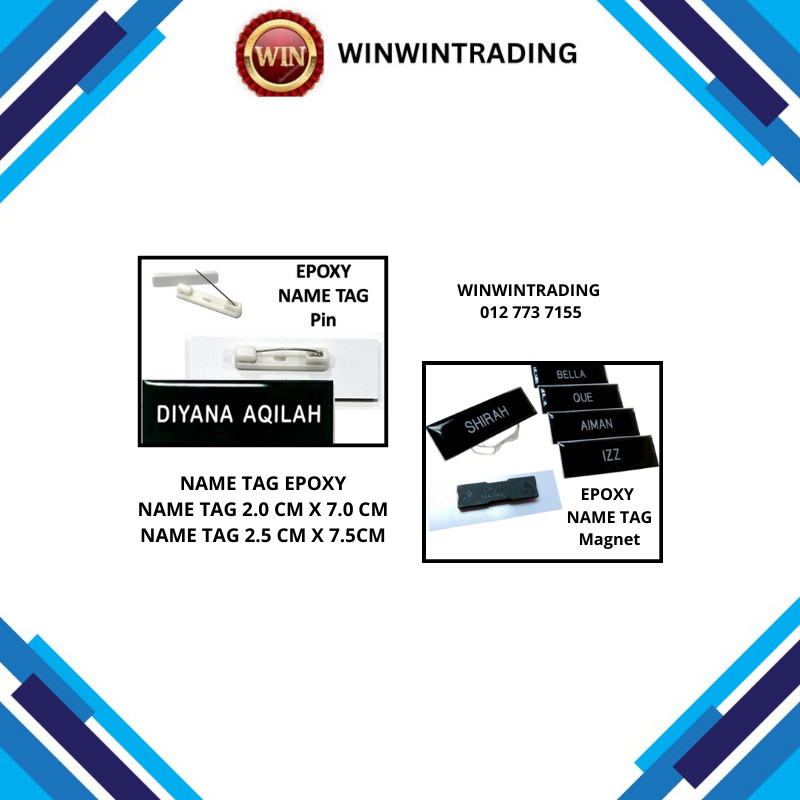 NAME TAG EPOXY ACRYLIC HITAM PUTIH | Shopee Malaysia