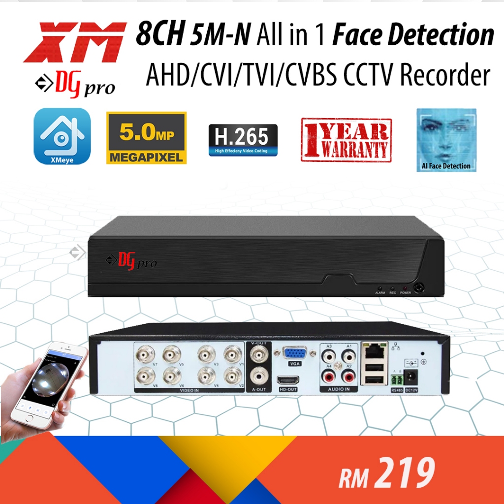 XM 8CH 5M-N H265 All In 1 Hybrid DVR NVR CCTV Recorder - (AHD CVI TVI ...
