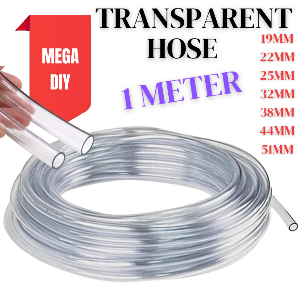 [LOOSE CUT] 1 METER PVC Transparent Clear Hose Pipe Air Line Tube Paip ...