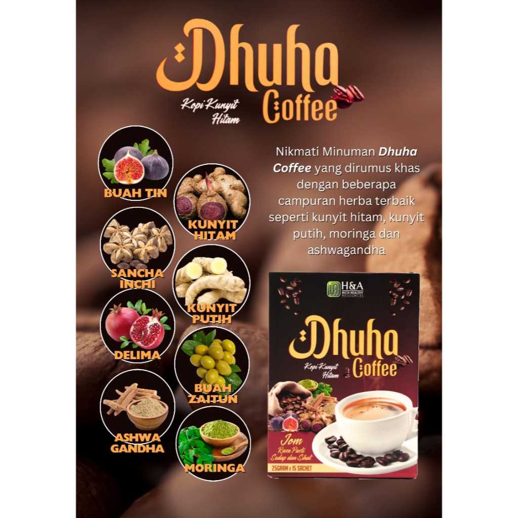 DHUHA COFFEE,MINUMAN KOPI KESIHATAN,SEKOTAK 15 SACHET,KAYA DENGAN HERBA ...