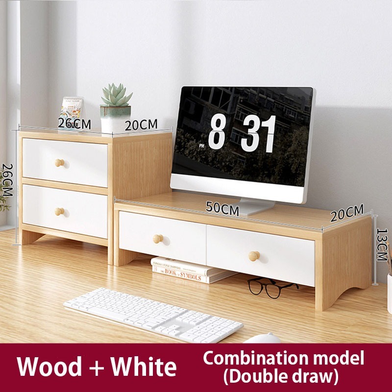RR-Monitor Stand Desktop Storage Rack Computer Elevated Frame Keyboard ...