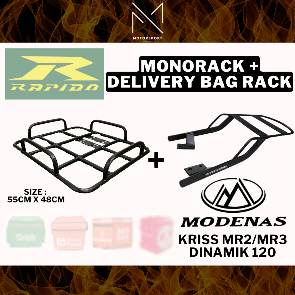 RAPIDO Modenas Monorack Motorcycle With Delivery Rack Frame Rek ...