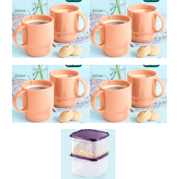(free MM tutup random color) Tupperware Coffee Mug (2 OR 8PCS) 250ml ...