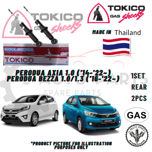 PERODUA AXIA 1.0 / PERODUA BEZZA 1.0 / 1.3 (REAR) 100% BRAND TOKICO TKC SHOCK ABSORBER | Shopee ...